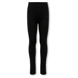 Leggings KIDS Only "KOGEMILI", M&auml;dchen, Gr. 122/128, N-Gr, schwarz, Obermaterial: 95% Baumwolle, 5% Elasthan, unifarben, eng kn&ouml;chellang, Hosen Leggings