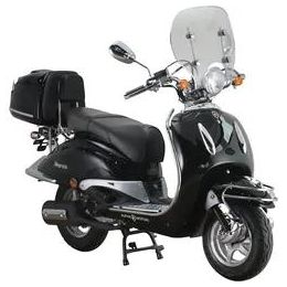Motorroller Alpha Motors "Retro Firenze Limited", schwarz (schwarz, schwarz), Motorroller, 85 km/h, mit Lenkerschloss und Windschild, B:89cm H:112cm L:189cm