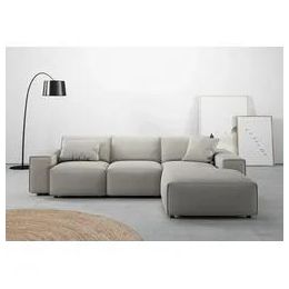 Ecksofa Home Affaire "Glimminge L-Form auch in Breitcord, Feincord + Easy care-Bezug", grau (hellgrau), B:264cm H:71cm T:191cm, 100% Polyester, Sofas, Ecksofa, Breite 264, Zierkissen
