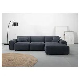 Ecksofa Home Affaire "Glimminge auch in Breitcord, Feincord, Boucl&eacute; + Easy care-Bezug", blau (dunkelblau), B:294cm H:71cm T:191cm, 100% Polyester, Sofas, Ecksofa, L-Form, Breite 294, Zierkissen
