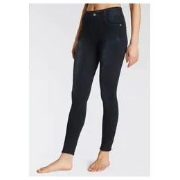 Jeansleggings Buffalo, Damen, Gr. 38, N-Gr, blau (dunkelblau), Web, Obermaterial: 60% Viskose, 35% Polyester, 5% Elasthan, leichte Abriebeffekte, unifarben, figurbetont lang, Jeans