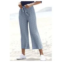 Culotte Lascana, Damen, Gr. 36, N-Gr, blau (blau bedruckt), Jersey, Obermaterial: 95% Viskose, 5% Elasthan, bedruckt, figurumspielend ca. Mitte Wade, Hosen Culotte, und Tupfenprint, leicht und elastisch, Jerseyhose, Sommerhose