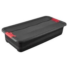 Transportbeh&auml;lter keeeper "eckhart", schwarz (schwarz, rot), B:39,5cm H:17cm L:79,5cm, Kunststoff, Transportboxen, 33 Liter, mit Deckel, Schiebeverschluss, extra stabil