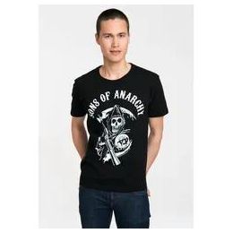 T-Shirt logoshirt "Sons of Anarchy Logo", Herren, Gr. 5XL, schwarz, 100% Baumwolle, bedruckt, normal, Rundhals, Shirts T-Shirt, mit Sons of Anarchy-Print