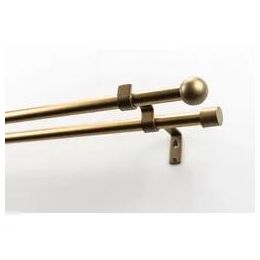 Gardinenstange Garesa "BOLTI mit offenem Tr&auml;ger", gold (mattgoldfarben), L:300cm &Oslash;:16mm, Metall, Gardinenstangen, Vorhanggarnitur, verl&auml;ngerbar, Wandmontage, ohne Ringe