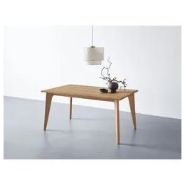 Esstisch Andas "Amali", beige (natur), B:160cm H:75cm T:80cm, Tische, Esstisch, Aus massiver Eiche, in 3 Breiten