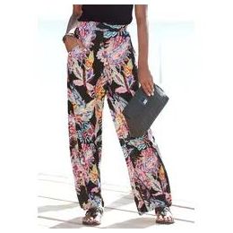 Palazzohose Buffalo, Damen, Gr. 42, N-Gr, bunt (schwarz, bunt bedruckt), Jersey, Obermaterial: 100% Viskose, bedruckt, figurumspielend lang, Hosen Palazzohose, aus Viskosejersey im Alloverprint mit Taschen
