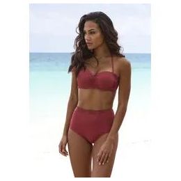 B&uuml;gel-Bandeau-Bikini-Top s.Oliver "Aiko", Damen, Gr. 36, Cup A, rot (rostrot), Microfaser, Microfaser, Polyamid, unifarben, Bikini-Oberteile, mit H&auml;keloptik