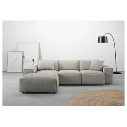 Ecksofa Home Affaire "Glimminge L-Form auch in Breitcord, Feincord + Easy care-Bezug", grau (hellgrau), B:264cm H:71cm T:191cm, 100% Polyester, Sofas, Ecksofa, Breite 264, Zierkissen