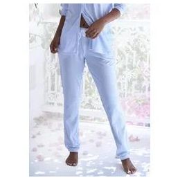 Pyjamahose s.Oliver, Damen, Gr. 40/42, N-Gr, blau (himmelblau, gestreift), Single Jersey, Obermaterial: 50% Baumwolle, 50% Viskose, gestreift, bequem lang, Hosen Pyjamahose, Innenbeinl&auml;nge ca. 78cm bei Gr&ouml;&szlig;e 36/38