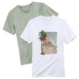 Beach Time T-Shirt BEACHTIME, Herren, Gr. 3XL, gr&uuml;n (mint, bedruckt), Jersey, Obermaterial: 100% Baumwolle, bedruckt, regular fit normal, Rundhals, abgesteppte Kante, Shirts T-Shirt, Freizeitshirt mit Rundhals und Frontprint aus reiner Baumwolle