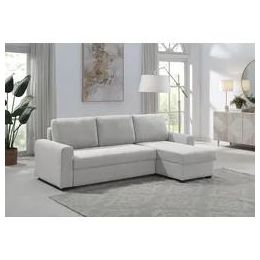 Ecksofa "Dublin L-Form", grau, B:234cm H:89cm T:150cm, Struktur (100% Polyester), ATLANTIC HOME COLLECTION, Sofas, Ecksofa, Bettfunktion und Bettkasten, Recamiere links oder rechts montierbar