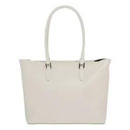 Shopper CLUTY, Damen, Gr. B/H/T: 40cm x 30cm x 12cm onesize, wei&szlig;, Leder, leicht gl&auml;nzend, unifarben, Taschen Shopper, echt Leder, Made in Italy
