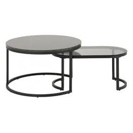 Couchtisch Actona GROUP "Spiro, Bestseller Tisch-set, 2-teilig, 1 rund & 1 oval, Scandi-Stil", schwarz, B:70cm H:42cm T:70cm, Tische, Couchtisch Runde Couchtische, Glas & Schwarzes Marmor-look Tischplatten, Schwarzes Gestell