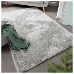 Hochflor-Teppich LUXOR living "Gela", grau, B:60cm H:45mm L:110cm, Polyester, Teppiche, Uni Farben, weich und flauschig, ideal im Wohnzimmer & Schlafzimmer