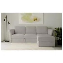 Ecksofa Home Affaire "Lavars, L-Form, Schlafsofa", braun (latte), B:242cm H:90cm T:155cm, 53% strukturiertes Polyester, 47% Polyester, Sofas, Ecksofa, mit Bettfunktion und Stauraum, in zwei verschiedenen Bezugsqualit&auml;ten