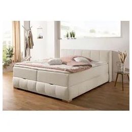 Boxbett Home Affaire "Chelles", beige (beige, natur), B:187cm L:225cm, Komplettbetten, inkl. Topper und Bettkasten