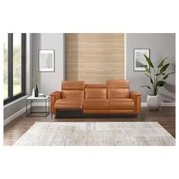 3-Sitzer OTTO HOME "LUND B: 222 cm - OTTO. Verl&auml;ssliche Qualit&auml;t. Mit Relaxfunktion", braun (cognac), B:222cm H:97cm T:100cm, Echtleder 100% Echtleder;Kunstleder 100% Polyurethan, Sofas, in 2 Sitzen (links/rechts), manuell/elektrisch (USB-C), Kopfteilverst.