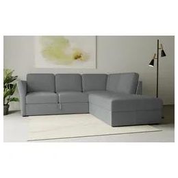 Ecksofa Home Affaire "Lavars, L-Form, Schlafsofa", grau, B:241cm H:90cm T:226cm, 53% strukturiertes Polyester, 47% Polyester, Sofas, Ecksofa, mit Bettfunktion und Stauraum, in zwei verschiedenen Bezugsqualit&auml;ten
