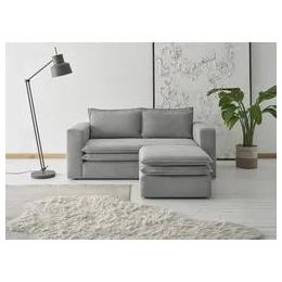 Sitzgruppe Home Affaire "PIAGGE", grau (hellgrau), B:180cm H:83cm T:161cm, Sitzm&ouml;bel-Sets, 2-Sitzer-Sofa und Hocker klein im Set