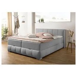 Boxbett Home Affaire "Chelles", grau, B:207cm L:225cm, Komplettbetten, inkl. Topper und Bettkasten