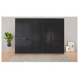 Dreht&uuml;renschrank Rauch "Kleiderschrank Schrank Garderobe KOLUNA mit hochwertiger Glasfront", grau (graumetallic, glas basalt), B:315cm H:210cm T:54cm, Holzwerkstoff, Schr&auml;nke, Dreht&uuml;renschrank, inkl. 2 Innenschubladen sowie extra Einlegeb&ouml;den MADE IN GERMANY
