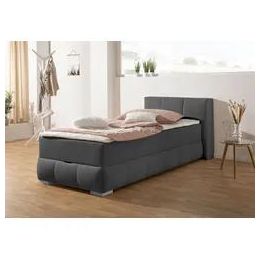 Boxbett Home Affaire "Chelles", grau (anthrazit), B:107cm L:225cm, Komplettbetten, inkl. Topper und Bettkasten