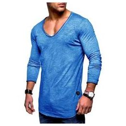 Langarmshirt behype "NUKE L/S", Damen, Gr. M, blau (hellblau), 100% Baumwolle, unifarben, Shirts Langarmshirt, mit V-Ausschnitt