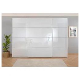 Schwebet&uuml;renschrank Rauch "Kleiderschrank Schrank Garderobe KOLUNA mit hochwertiger Glasfront", wei&szlig; (alpinwei&szlig;, glas kristallwei&szlig;), B:315cm H:210cm T:62cm, Holzwerkstoff, Schr&auml;nke, Schwebet&uuml;renschrank, inkl. 2 Innenschubladen sowie extra Einlegeb&ouml;den MADE IN GERMANY