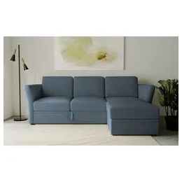 Ecksofa Home Affaire "Lavars, L-Form, Schlafsofa", blau, B:242cm H:90cm T:155cm, 53% strukturiertes Polyester, 47% Polyester, Sofas, Ecksofa, mit Bettfunktion und Stauraum, in zwei verschiedenen Bezugsqualit&auml;ten