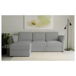 Ecksofa Home Affaire "Lavars, L-Form, Schlafsofa", grau (warm grau), B:242cm H:90cm T:155cm, 62% Polypropylene, 38% Polyester, Sofas, Ecksofa, mit Bettfunktion und Stauraum, in zwei verschiedenen Bezugsqualit&auml;ten