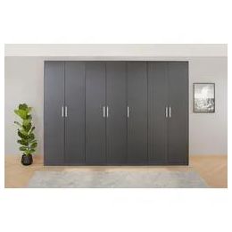 Dreht&uuml;renschrank Rauch "Kleiderschrank Schrank Garderobe KOLUNA mit Dekor-Front", grau (graumetallic), B:315cm H:210cm T:54cm, Holzwerkstoff, Schr&auml;nke, Dreht&uuml;renschrank, inkl. 2 Innenschubladen sowie extra Einlegeb&ouml;den MADE IN GERMANY
