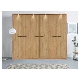 Dreht&uuml;renschrank Rauch "Kleiderschrank Schrank Garderobe W&auml;scheschrank Ankleide OTELI", braun (eiche artisan), B:275cm H:231cm T:58cm, Holzwerkstoff, Schr&auml;nke, Dreht&uuml;renschrank, inkl. Passepartout optional mit Beleuchtung MADE IN GERMANY