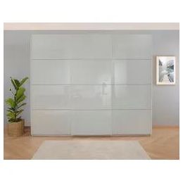 Schwebet&uuml;renschrank Rauch "Kleiderschrank Schrank Garderobe KOLUNA mit hochwertiger Glasfront", grau (seidengrau, glas seidengrau), B:271cm H:229cm T:62cm, Holzwerkstoff, Schr&auml;nke, Schwebet&uuml;renschrank, inkl. 2 Innenschubladen sowie extra Einlegeb&ouml;den MADE IN GERMANY