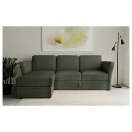 Ecksofa Home Affaire "Lavars, L-Form, Schlafsofa", gr&uuml;n (khaki), B:242cm H:90cm T:155cm, 62% Polypropylene, 38% Polyester, Sofas, Ecksofa, mit Bettfunktion und Stauraum, in zwei verschiedenen Bezugsqualit&auml;ten