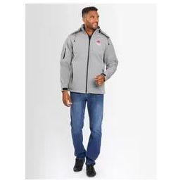 Softshelljacke Arctic Seven "ASAdventuraa", Herren, Gr. L, grau (hellgrau), Obermaterial: 96% Polyester, 4% Elasthan; Innenseite: 100% Polyester, Jacken Softshelljacke, sportliche Outdoorjacke mit abnehmbarer Kapuze