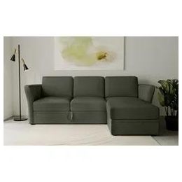 Ecksofa Home Affaire "Lavars, L-Form, Schlafsofa", gr&uuml;n (khaki), B:242cm H:90cm T:155cm, 62% Polypropylene, 38% Polyester, Sofas, Ecksofa, mit Bettfunktion und Stauraum, in zwei verschiedenen Bezugsqualit&auml;ten