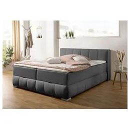 Boxbett Home Affaire "Chelles", grau (anthrazit), B:207cm L:225cm, Komplettbetten, inkl. Topper und Bettkasten
