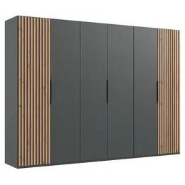 Dreht&uuml;renschrank wimex "Andorra by fresh to go", schwarz (graphit, akustikpaneel optik artisan eiche nachbildung), B:300cm H:216cm T:58cm, Holzwerkstoff, Schr&auml;nke, Dreht&uuml;renschrank, Mit 3D-Leisten f&uuml;r Akustikpaneel-Optik