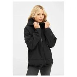 Softshelljacke Derbe "Peutby", Damen, Gr. 42, schwarz, Obermaterial: 100% Polyester; Innenmaterial: 100% Polyester, relaxed fit, Raglan&auml;rmel normaler Saum, Jacken Softshelljacke, wasserabweisend, winddicht, Kapuze
