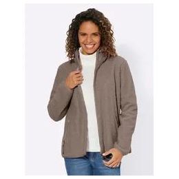 Fleecejacke Casual Looks, Damen, Gr. 48, grau (taupe), 100% Polyester, unifarben, Jacken Fleecejacke