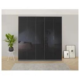 Dreht&uuml;renschrank Rauch "Kleiderschrank Schrank Garderobe KOLUNA mit hochwertiger Glasfront", grau (graumetallic, glas basalt), B:226cm H:229cm T:54cm, Holzwerkstoff, Schr&auml;nke, Dreht&uuml;renschrank, inkl. 2 Innenschubladen sowie extra Einlegeb&ouml;den MADE IN GERMANY