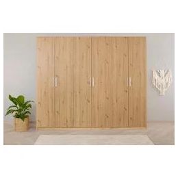 Dreht&uuml;renschrank Rauch "Kleiderschrank Schrank Garderobe KOLUNA mit Dekor-Front", braun (eiche artisan), B:271cm H:210cm T:54cm, Holzwerkstoff, Schr&auml;nke, Dreht&uuml;renschrank, inkl. 2 Innenschubladen sowie extra Einlegeb&ouml;den MADE IN GERMANY
