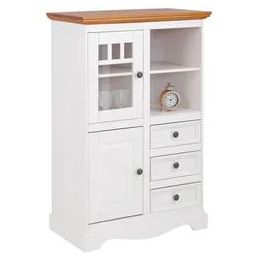Highboard OTTO HOME "Melissa", gelb (wei&szlig;, honigfarben), B:80cm H:120cm T:45cm, Sideboards, Highboard, Vitrine, Breite 80 cm