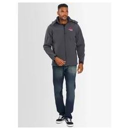 Softshelljacke Arctic Seven "ASAdventuraa", Herren, Gr. 5XL, grau (dunkelgrau), Obermaterial: 96% Polyester, 4% Elasthan; Innenseite: 100% Polyester, Jacken Softshelljacke, sportliche Outdoorjacke mit abnehmbarer Kapuze