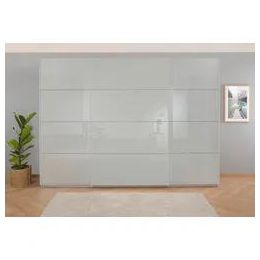 Schwebet&uuml;renschrank Rauch "Kleiderschrank Schrank Garderobe KOLUNA mit hochwertiger Glasfront", grau (seidengrau, glas seidengrau), B:315cm H:229cm T:62cm, Holzwerkstoff, Schr&auml;nke, Schwebet&uuml;renschrank, inkl. 2 Innenschubladen sowie extra Einlegeb&ouml;den MADE IN GERMANY
