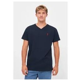 Print-Shirt Derbe "Basic Kippes", Herren, Gr. S, blau (navy), Obermaterial: 100% Baumwolle, regular fit, V-Ausschnitt, ohne B&uuml;ndchen, Shirts, Made in Portugal, Flam&eacute; Qualit&auml;t