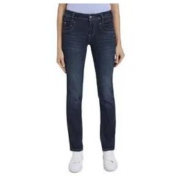Gerade Jeans Tom Tailor "Alexa Straight", Damen, Gr. 30, L&auml;nge 34, blau (schwarz stone washed), Denim/Jeans, Obermaterial: 69% Baumwolle, 20% Polyester, 9% Viskose, 2% Elasthan, bequem lang, Jeans, mit Kontrastn&auml;hten