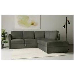 Ecksofa Home Affaire "Lavars, L-Form, Schlafsofa", gr&uuml;n (khaki), B:241cm H:90cm T:226cm, 62% Polypropylene, 38% Polyester, Sofas, Ecksofa, mit Bettfunktion und Stauraum, in zwei verschiedenen Bezugsqualit&auml;ten