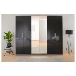 Dreht&uuml;renschrank Rauch "Kleiderschrank Schrank Garderobe Ankleide KOLUNA mit Hochglanz-Front", grau (graumetallic, hochglanz effektgrau), B:271cm H:210cm T:54cm, Holzwerkstoff, Schr&auml;nke, Dreht&uuml;renschrank, mit Spiegel, inkl. 2 Innenschubladen sowie extra B&ouml;den MADE IN GERMANY